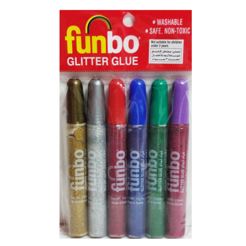 FUNBO – GLITTER GLUE – 6 Colors/PKT – Ay stationery
